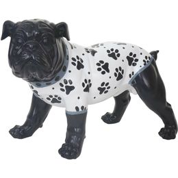 HHG - neuwertig] Deko Figur Hund 24cm, Polyresin Bulldogge Skulptur Hund, handbemalt mit Jäckchen - black