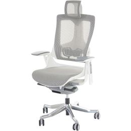 HHG Bürostuhl merryfair Adelaide, Schreibtischstuhl Drehstuhl, Polster/Netz, ergonomisch weiß-grau - grey