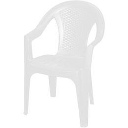 Spetebo - Gartenstuhl in Rattan Optik - weiß - Monoblock Garten Kunststoff Stapel Stuhl