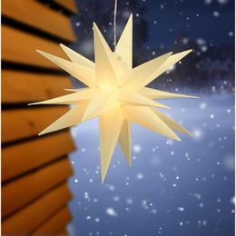 Spetebo - 3D Advents Stern mit 15 led in warm weiß - 35 cm - Outdoor Weihnachten Fenster Hänge Deko für Außen mit Timer Batterie betrieben