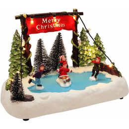 Spetebo Kleine Winterlandschaft mit Eisbahn - 19 cm - mit led Beleuchtung