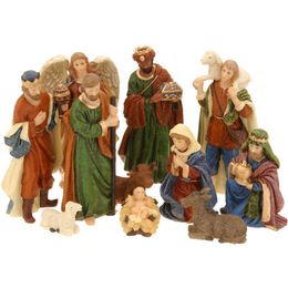 Spetebo - Krippe Figuren Set - 11-teilig / klein - Weihnachten Advent Tisch Deko Zubehör