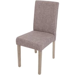 HHG - Esszimmerstuhl Littau, Küchenstuhl Stuhl, Stoff/Textil grau, braune Beine - grey
