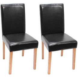 HHG Neuwertig] 2er-Set Esszimmerstuhl Stuhl Küchenstuhl Littau Leder, schwarz, helle Beine - black