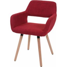 HHG - neuwertig] Esszimmerstuhl 428 ii, Stuhl Küchenstuhl, Retro 50er Jahre Design Textil, purpurrot - red
