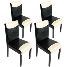 HHG 4er-Set Esszimmerstuhl Stuhl Küchenstuhl Littau schwarz-weiß, dunkle Beine - black