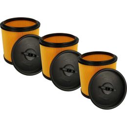 vhbw - 3x Faltenfilter kompatibel mit Caramba nts cp-wde 1511 p Inox, 1511 p Staubsauger - Filter, Patronenfilter, schwarz gelb