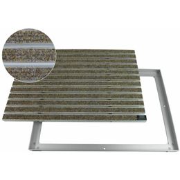 Eingangsmatte diplomat + Rahmen 15mm Aluminium, Rips Sand: 750 x 500 mm - Emco