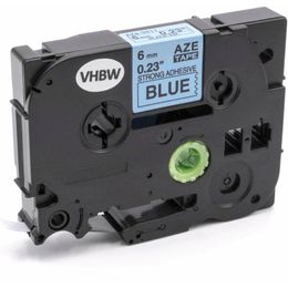 vhbw - Schriftband Kassette 6mm schwarz auf blau extra stark kompatibel mit Etiketten-Drucker Brother P-Touch GL100, GL1000, GL200, H100, H100LB,