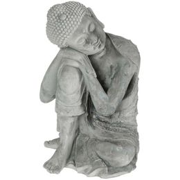 Atmosphera - Statuette Buddha sitzend - Zement h 35 cm Grau