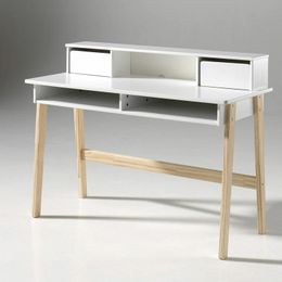 Lomadox Schreibtisch mit 2 Schubladen SLIGO-12, mdf weiß lackiert mit massivem Gestell, b x h x t ca. 120 x 87 x 60cm - weiß