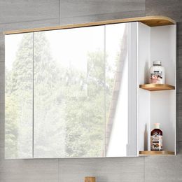 Lomadox - Badezimmer Spiegelschrank, CAMPOS-56 weiß mit Wotaneiche, b/h/t: ca. 94/71/20 cm - weiß