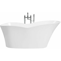 Beliani Badewanne Sanitäracryl Weiß 170 x 80 cm Freistehend Oval Einzigartig Exklusiv