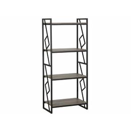 Beliani - Regal Dunkler Holzfarbton Schwarz Spanplatte Metall 143 x 64 x 40 cm Industriell Trendy Praktisch 4 Fächer Viel Stauraum Wohnzimmer