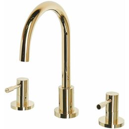 Beliani Wasserhahn Gold aus Messing mit zwei separaten Griffen Badezimmer/ Armaturen/ Badarmaturen Modernes Design - Gold