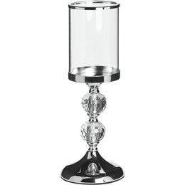 Beliani - Kerzenständer Silber/ Transparent Höhe 37 cm Dekoration aus Glas und Metall Elegantes Design - Silber