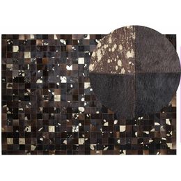 Beliani - Teppich Braun aus Leder 140 x 200 cm Patchwork Handgefertigt Rechteckig Modern - Braun