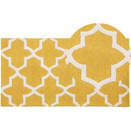 Beliani - Teppich Gelb 80 x 150 cm mit marokkanisches Muster Kurzflor Rechteckig Klassisch - Beige