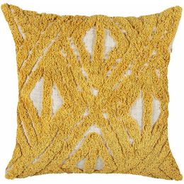 Beliani - Dekokissen Senfgelb Baumwolle 45x45 cm Geometrisches Muster Getuftet Abnehmbarer Bezug Modern für Sofa Sessel Bett Wohnzimmer Schlafzimmer