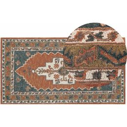 Beliani Teppich bunt Wolle 80 x 150 cm handgetuftet geometrisches orientalisches Muster Boho Wohnzimmer Schlafzimmer - Bunt