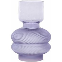 Beliani Blumenvase Violett Glas 24 cm Organische Form mit Schmalem Hals Rillen Modern Tischdeko Wohnaccessoires Deko Glasvase für Wohnzimmer Esstisch