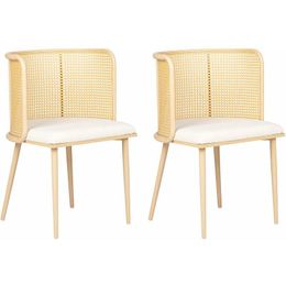 Beliani - Stühle 2er Set Hellbeige / Holzoptik aus Metall Wiener Geflecht Retro Stil Modern für Esszimmer Küche - Heller Holzfarbton