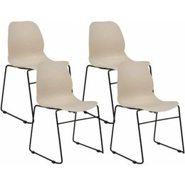 Beliani Esszimmerstühle 4er Set Beige aus Kunststoff Schwarze Beine Ohne Armlehnen Modernes Design Stapelbar Konferenzstühle für Esszimmer Büro - Schwarz