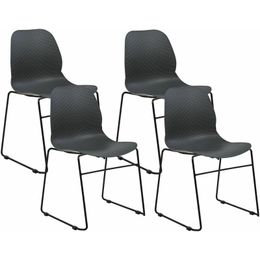 Beliani Esszimmerstühle 4er Set Schwarz aus Kunststoff Ohne Armlehnen Modernes Design Stapelbar Konferenzstühle für Esszimmer Büro - Grau