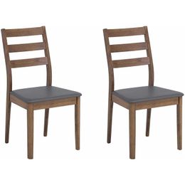 Beliani - Praktisches Stuhl-Set 2er Set Grau/Braun Gummibaumholz - Grau