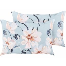 Beliani - 2er Set Gartenkissen Blau Polyester Blumenmuster 40 x 60 cm Moderne Dekoration für den Außenbereich Wasserbeständig