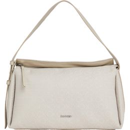 Calvin Klein Schultertasche, Logo-Print, Emblem, für Damen, beige