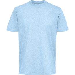 Selected T-Shirt, Bio-Baumwolle, für Herren, blau, L