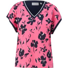 comma, CASUAL IDENTITY T-Shirt, V-Ausschnitt, Allover-Print, für Damen, pink, 40