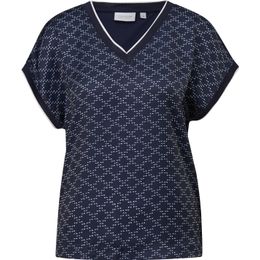 comma, CASUAL IDENTITY T-Shirt, V-Ausschnitt, Allover-Print, für Damen, blau, 36