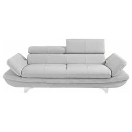 3-Sitzer COTTA "Enterprise" Sofas Gr. B/H/T: 233cm x 91cm x 104cm, Kunstleder SOFTLUX, mit Kopfteilverstellung-mit Armteilverstellung, weiß (altweiß)