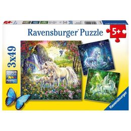 RAVENSBURGER VERLAG Ravensburger Kinderpuzzle - 09291 Schöne Einhörner - Puzzle für Kinder ab 5 Jahren, mit 3x49 Teilen