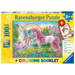 RAVENSBURGER VERLAG Ravensburger Kinderpuzzle - 13698 Magische Einhörner - Einhorn-Puzzle für Kinder ab 6 Jahren, mit 100 Teilen im XXL-Format, inklusive Malheft