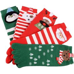 FIDDY Zehensocken roter und grüner Weihnachtsmann