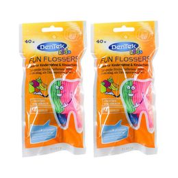 Marabellas Shop Zahnseide-Stick DenTek Kids Fun Flossers Zahnseide-Sticks 40er 2er-Pack für Kinder