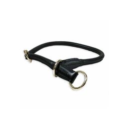 Monkimau Hunde-Halsband Zugstopp Halsband aus Nappa-Leder schwarz rundgenäht L-M