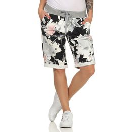 CLEO STYLE Sweatbermudas Sweat Bermuda 9 Schwarz / Blume 4