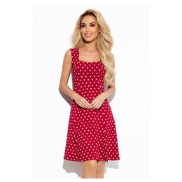 numoco Maxikleid STELLA Kleid mit V-Ausschnitt Farbe Kastanienbraun mit Tupfen S (1-tlg)