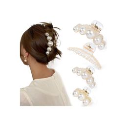 AquaBreeze Haarclip 4 Stück große Perlen-Haarklammern für Frauen und Mädchen