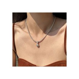 FIDDY Charm-Ketten-Set Silbergraue Perlenkette