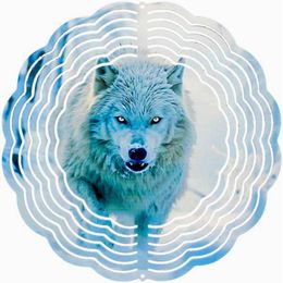 Ladreas Windspiel Edelstahl 3D Windspiel Windspinner 20cm Wolf 2 WI228