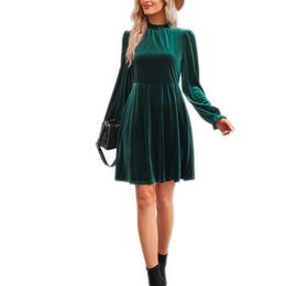 FIDDY Volantkleid Enges A-Linien-Weihnachtskleid für Damen mit hoher Taille