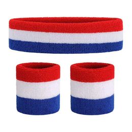 Houhence Stirnband Schweißbänder Stirnband Armband Set Bunt gestreift Frottee Athletic