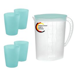 KiNDERWELT Kindergeschirr-Set KiNDERWELT Premium Set Saftkanne 2 Liter und Trinkbecher 4 x 250 ml