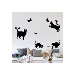 AUKUU Wandtattoo 39*84cm Kreative süße schwarze Katze Wandaufkleber