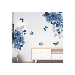 AUKUU Wandtattoo 30*90cm Blaue Zauberin Schmetterling Blume Schlafzimmer
